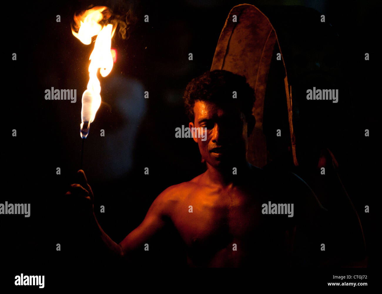 Fire eating man in Kandy, Sri Lanka Stock Photo - Alamy