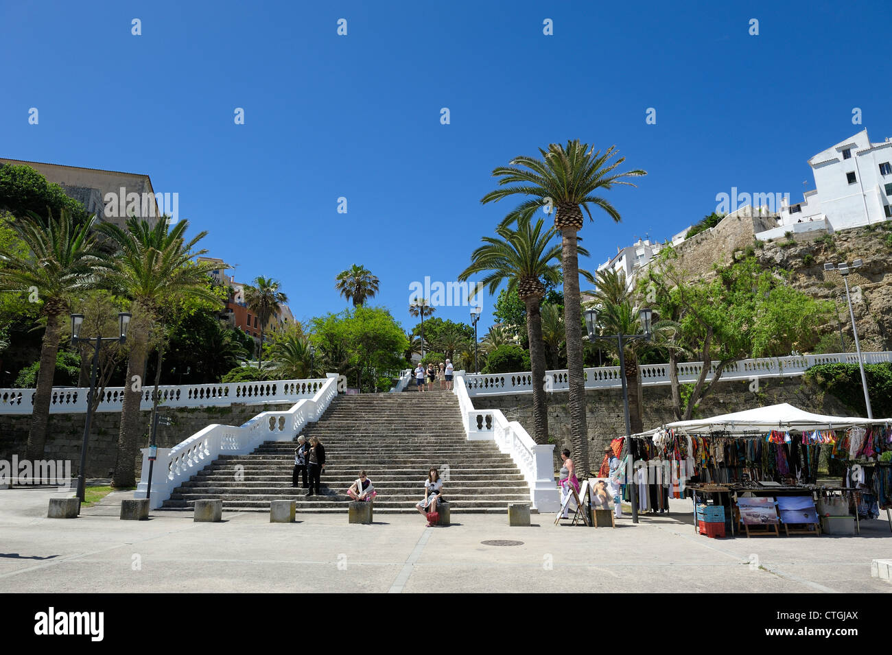 steps up into the old town of mahon menorca spain Stock Photo - Alamy