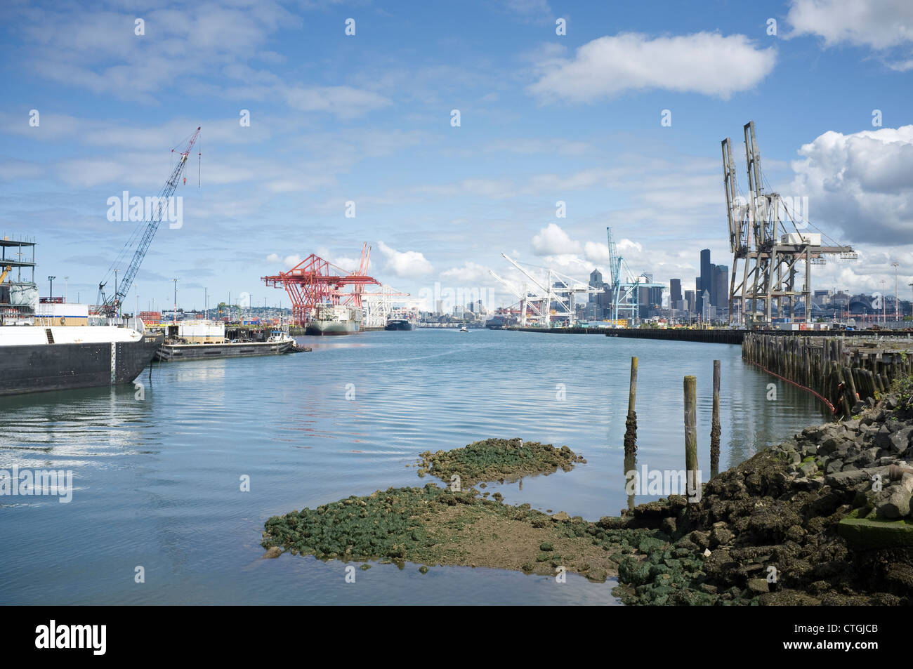 Duwamish River and Harbor Island from Alki Trail - Seattle, Washington ...