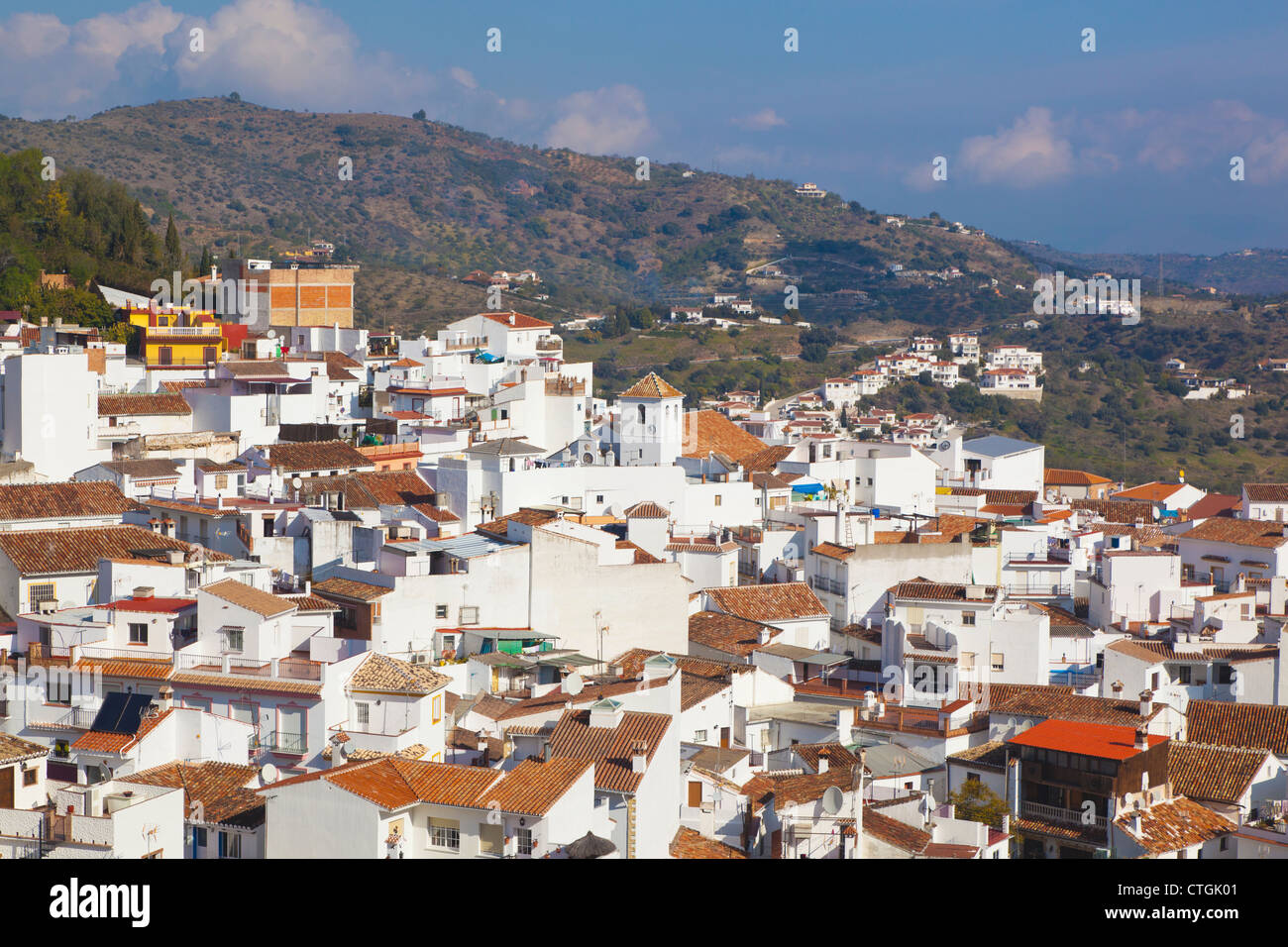 Monda, Malaga Province, Spain. Typical white mountain village with ...