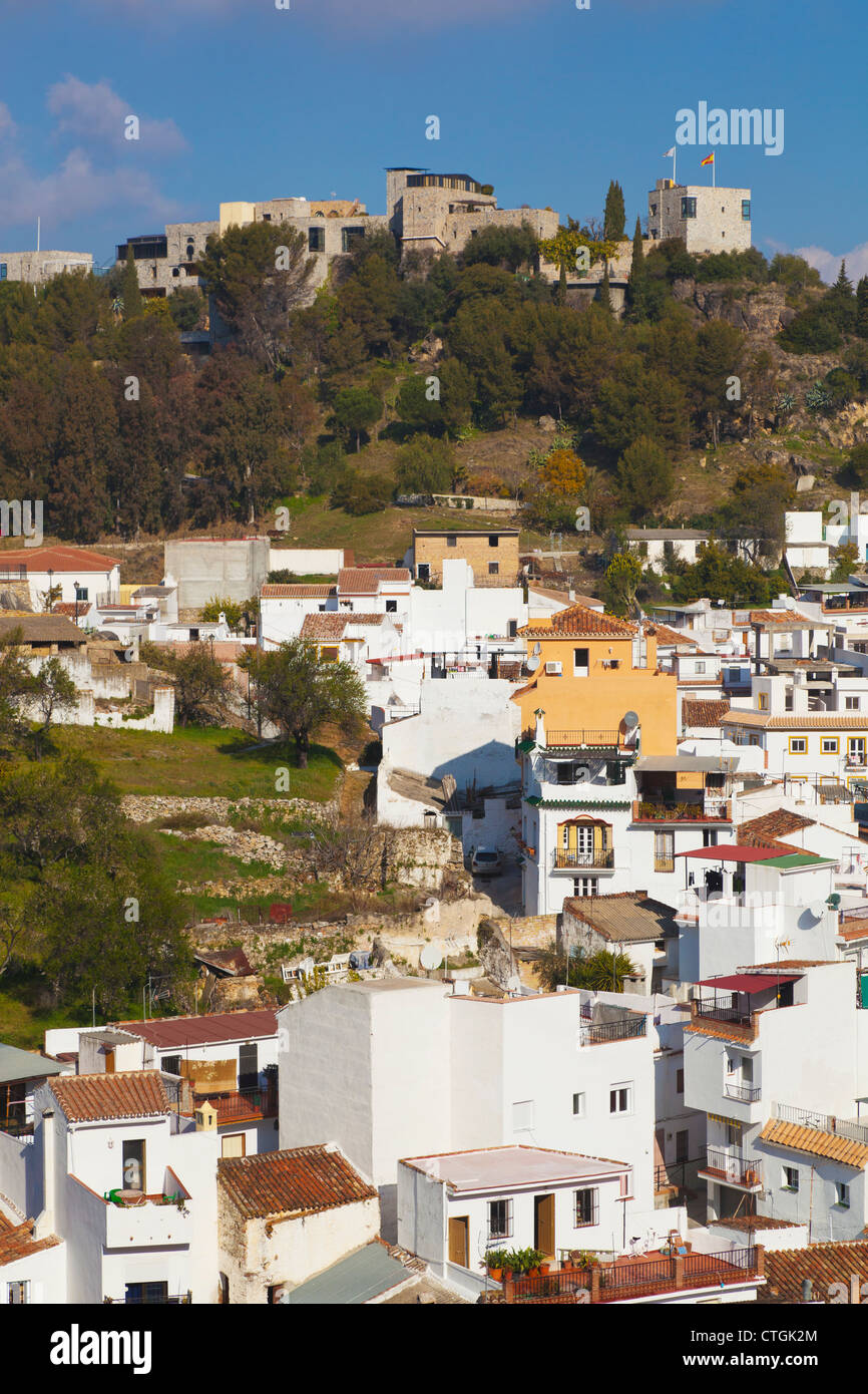 Monda, Malaga Province, Spain. Typical white mountain village with ...