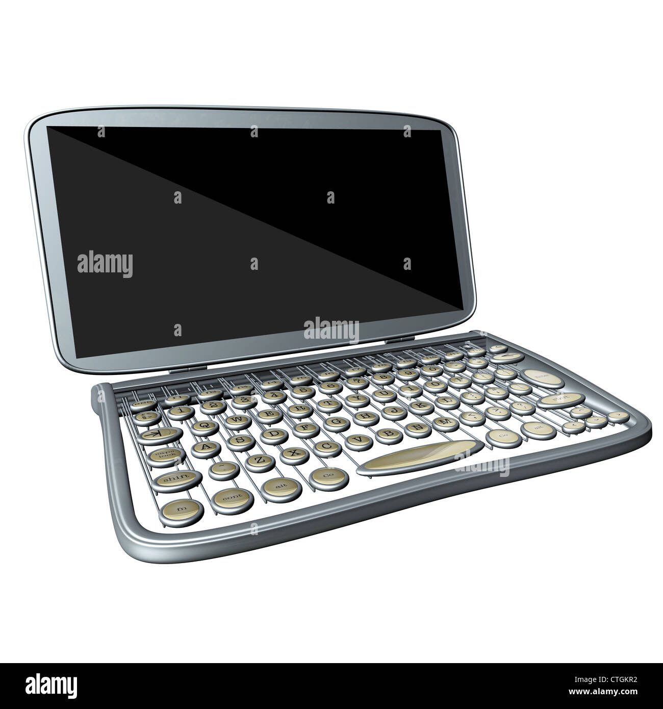 modern computer laptop with old style typewriter keyboard isolated on ...