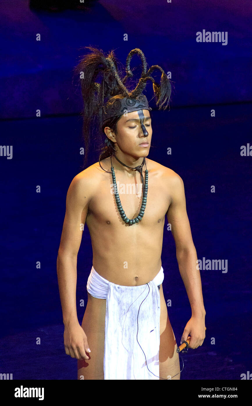 Young man portrays young Maya warrior at Xcaret's "Mexico Espectacular ...
