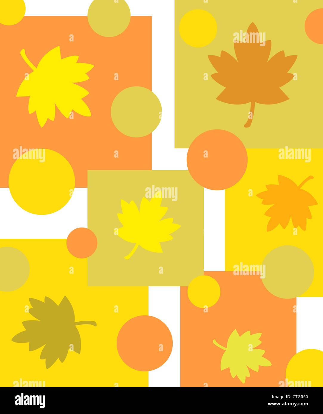 Funky fall leaves and geometric shapes pattern Stock Photo - Alamy