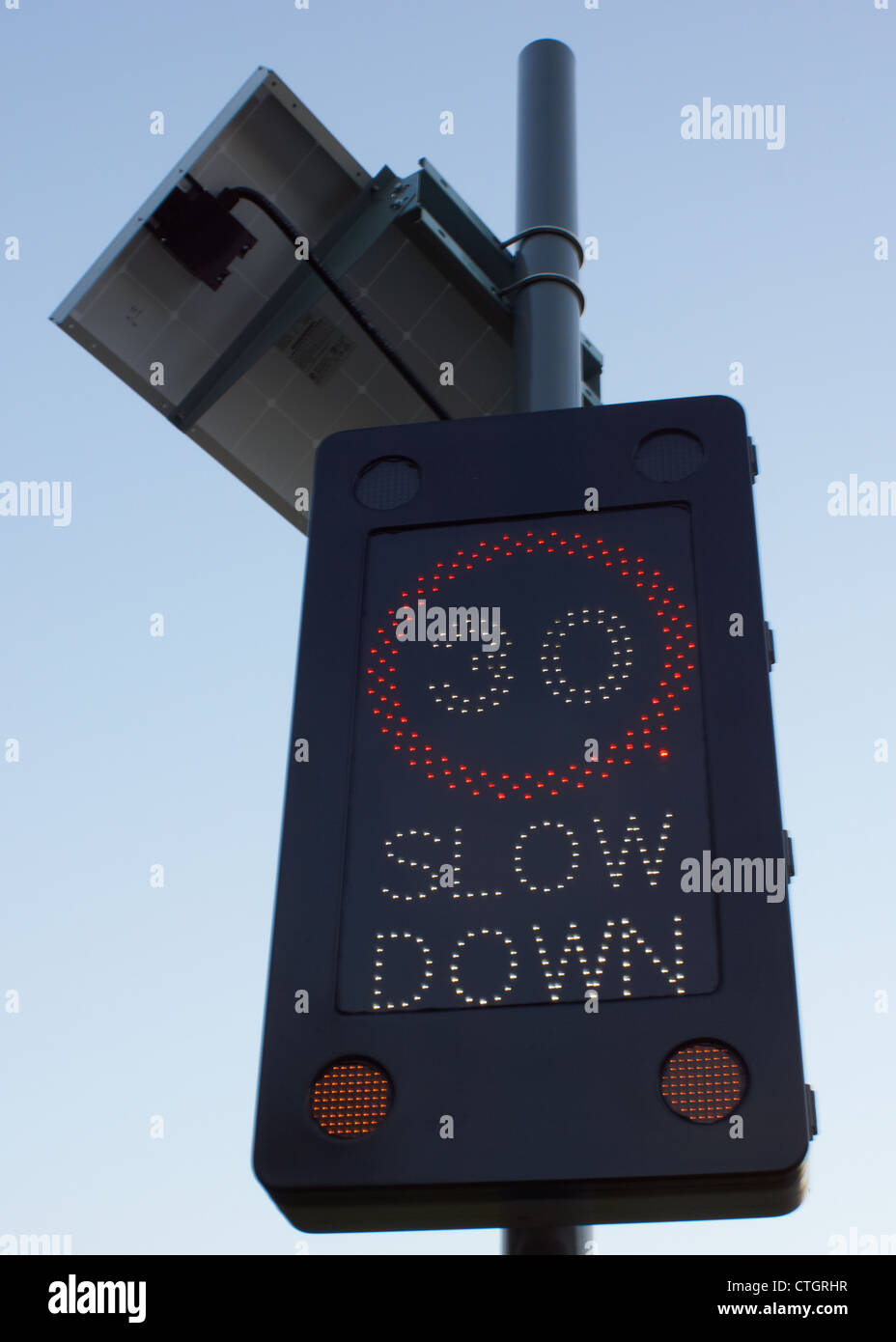 30mph speed limit sign automatically lit by approaching vehicle Stock ...