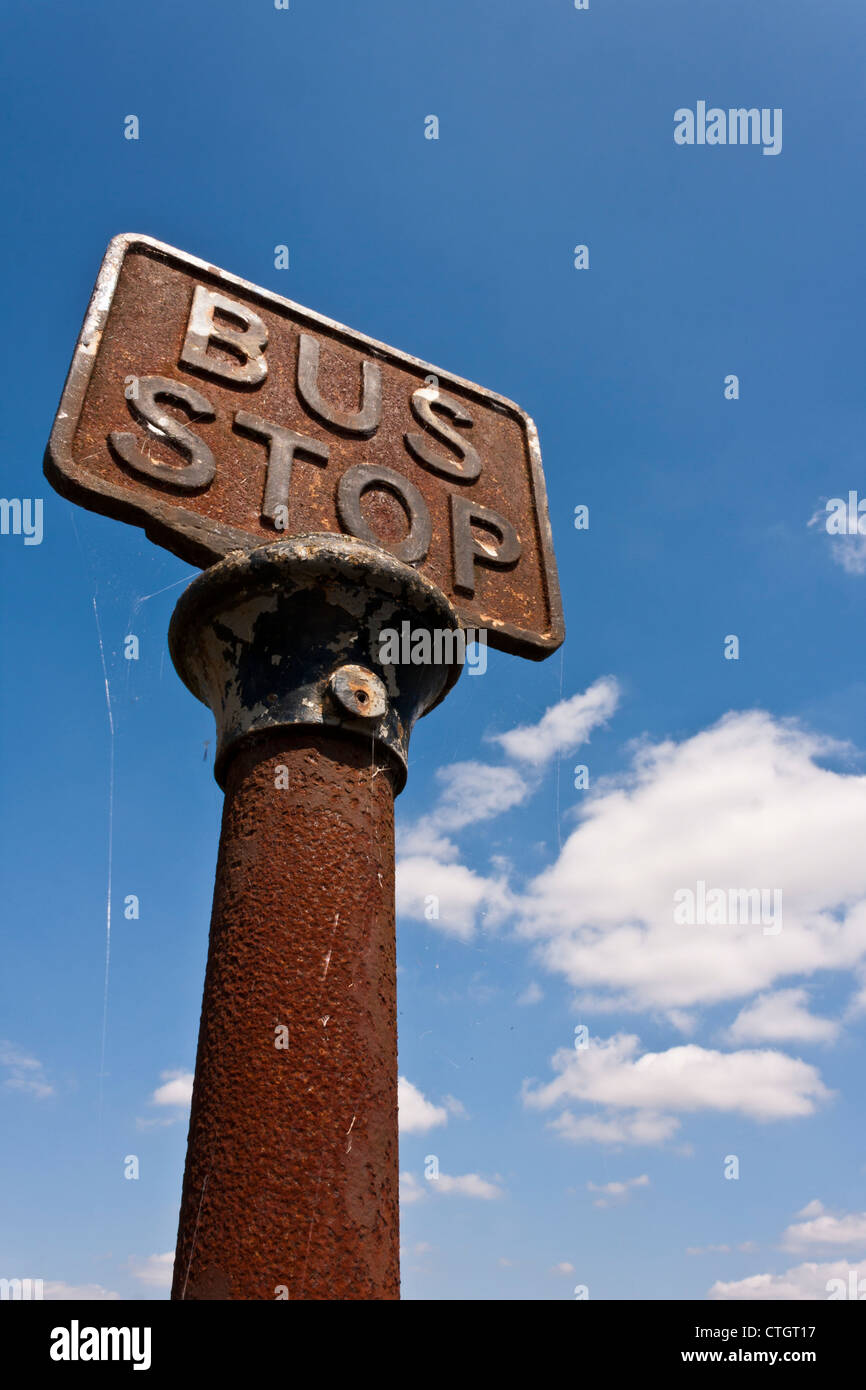 Old fashioned bus stop sign hi-res stock photography and images - Alamy