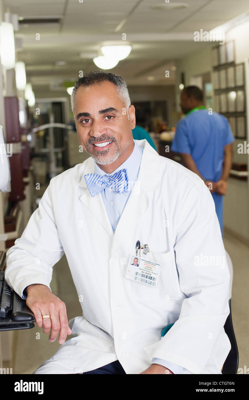 Smiling African American doctor in hospital Stock Photo - Alamy
