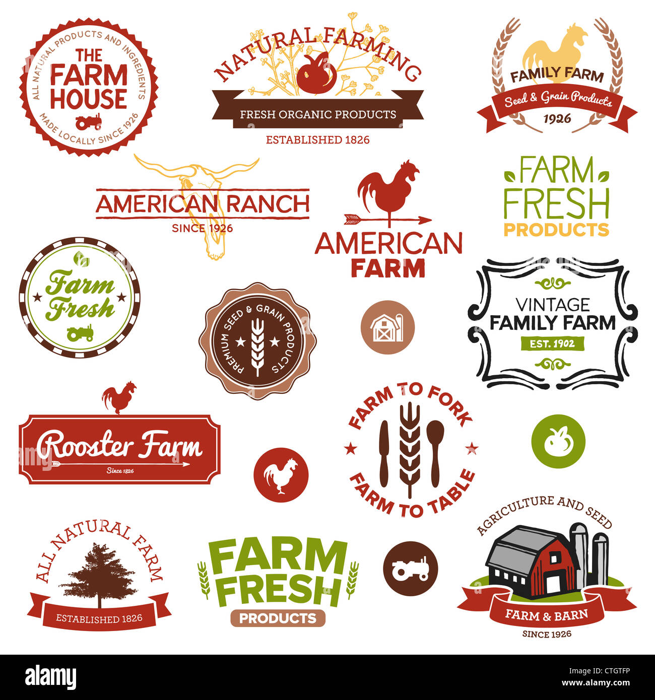 Set of vintage and modern farm labels and designs Stock Photo - Alamy