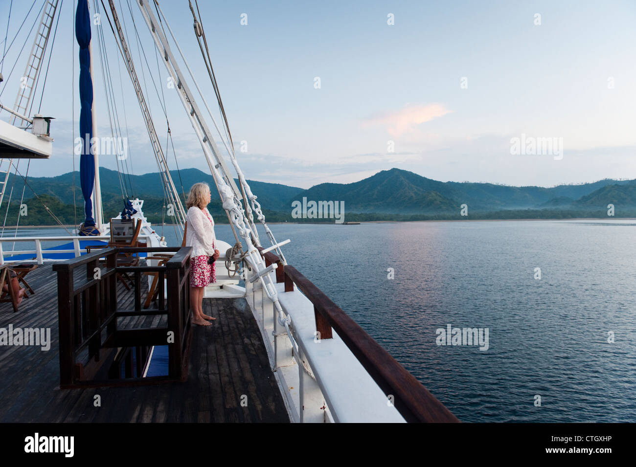 Aboard the "Ombak Putih" a traditional wooden Pinisi schooner, the ...