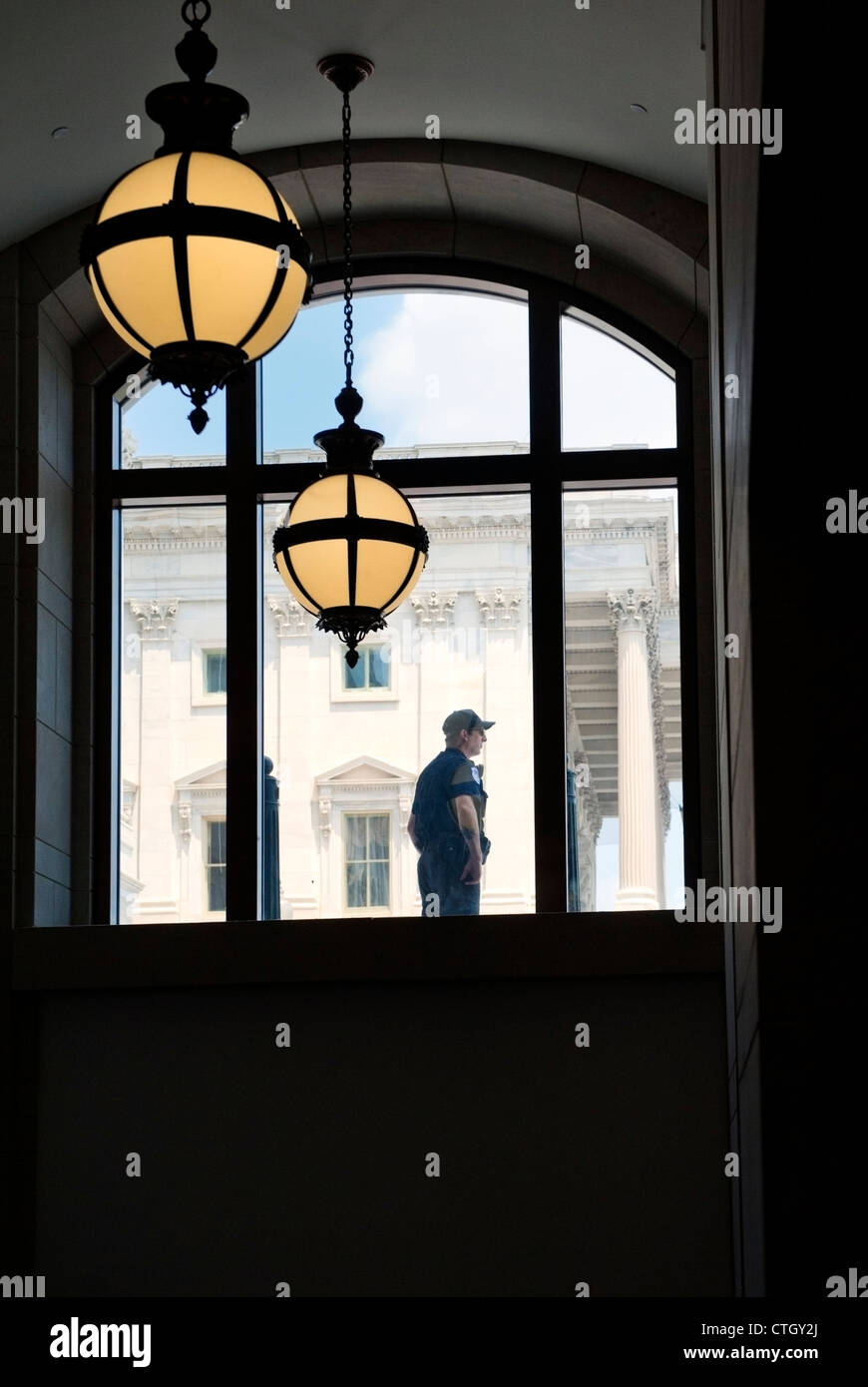 Interior window of US Capitol Building in Washington DC with Capital ...