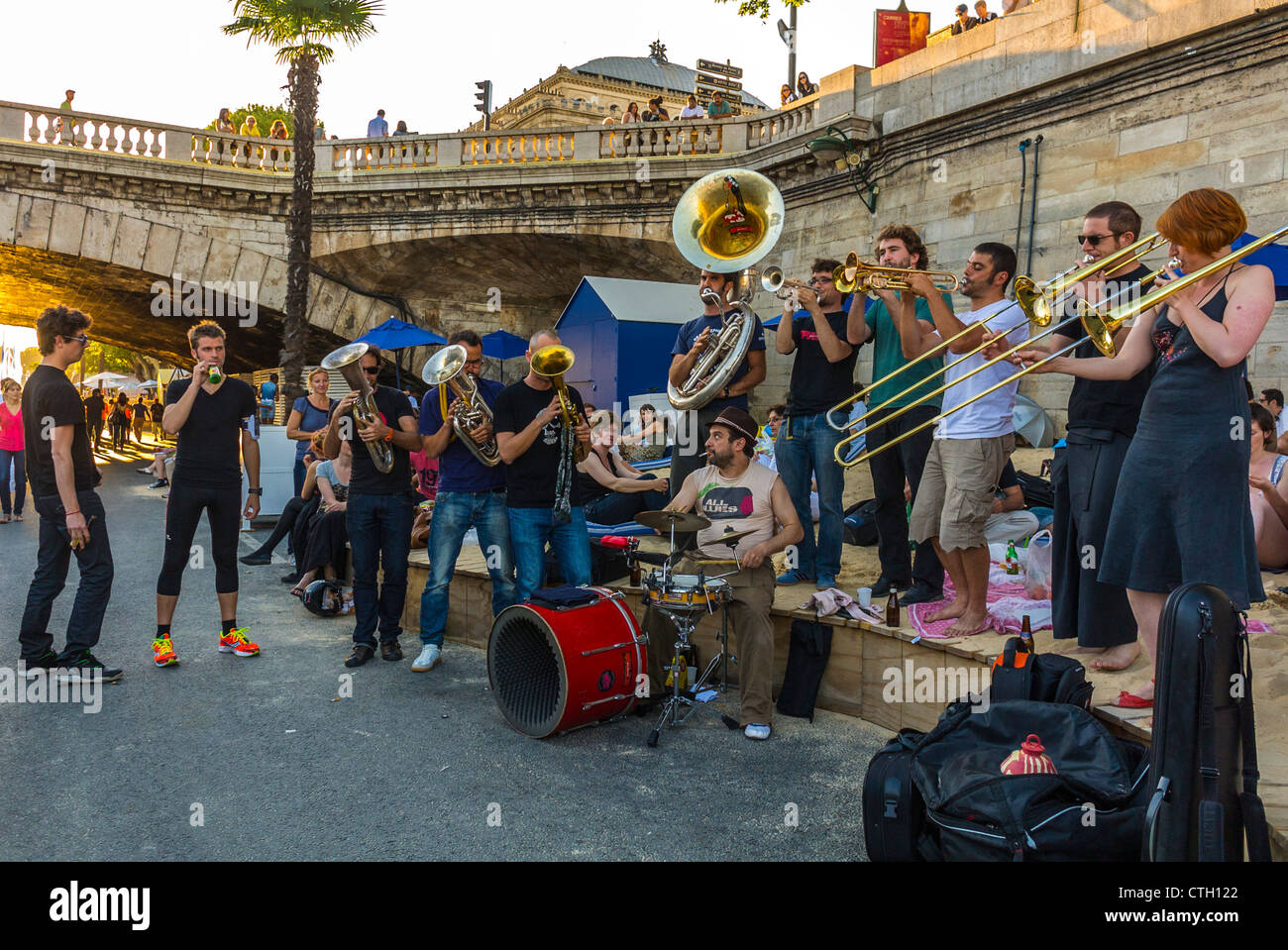 Paris, France, Local Brass Band Playing at Public Events, Paris Beach ...