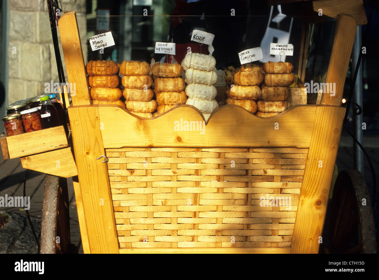 Cheese stall with traditional cheeses, Zakopane, Poland Stock Photo - Alamy