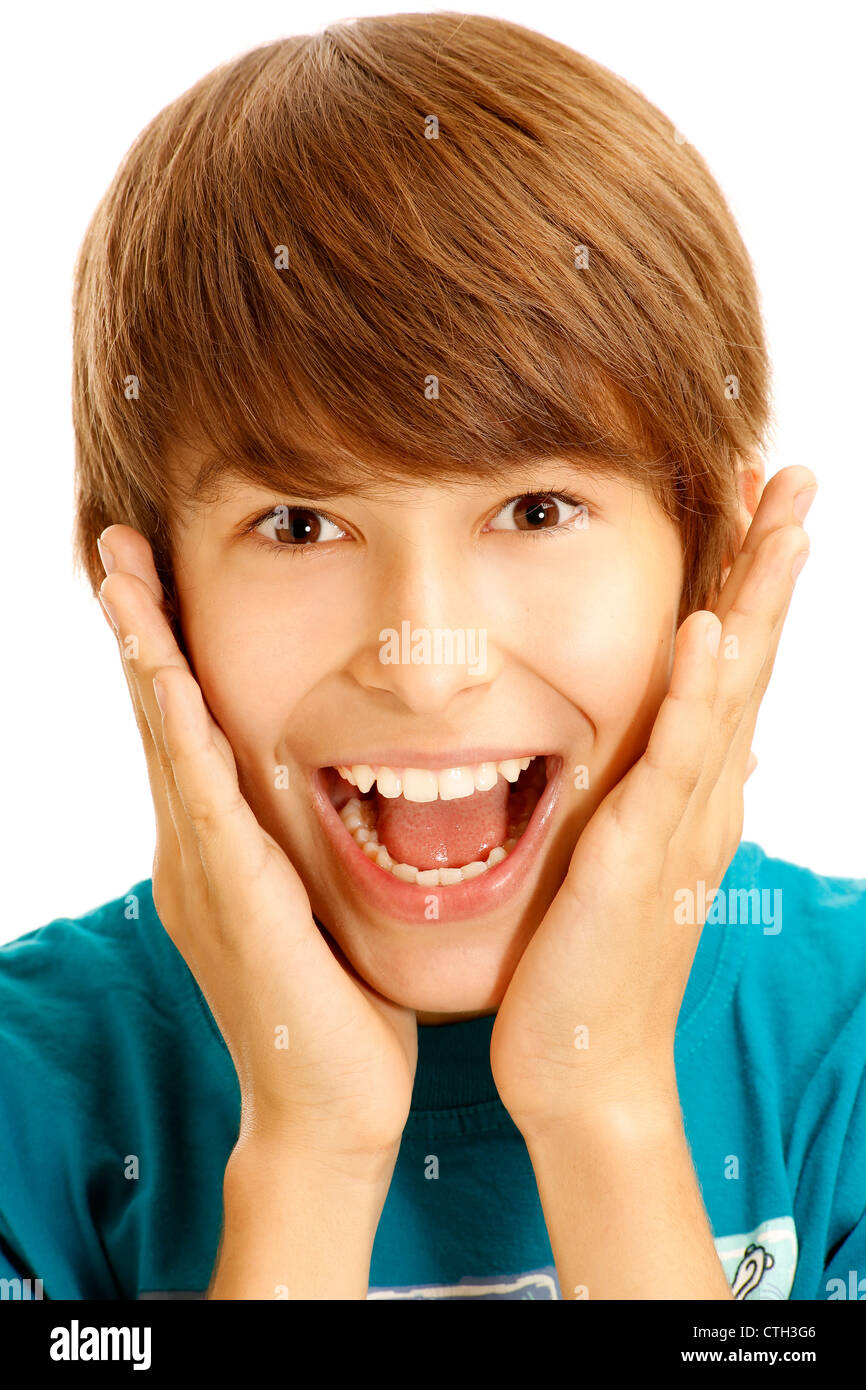 Portrait of young amazed boy Stock Photo - Alamy