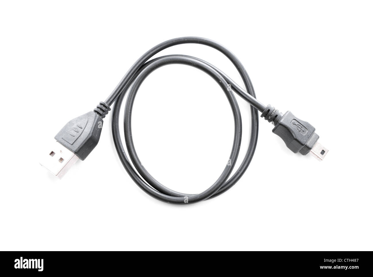 One power cord isolated on white background Stock Photo - Alamy