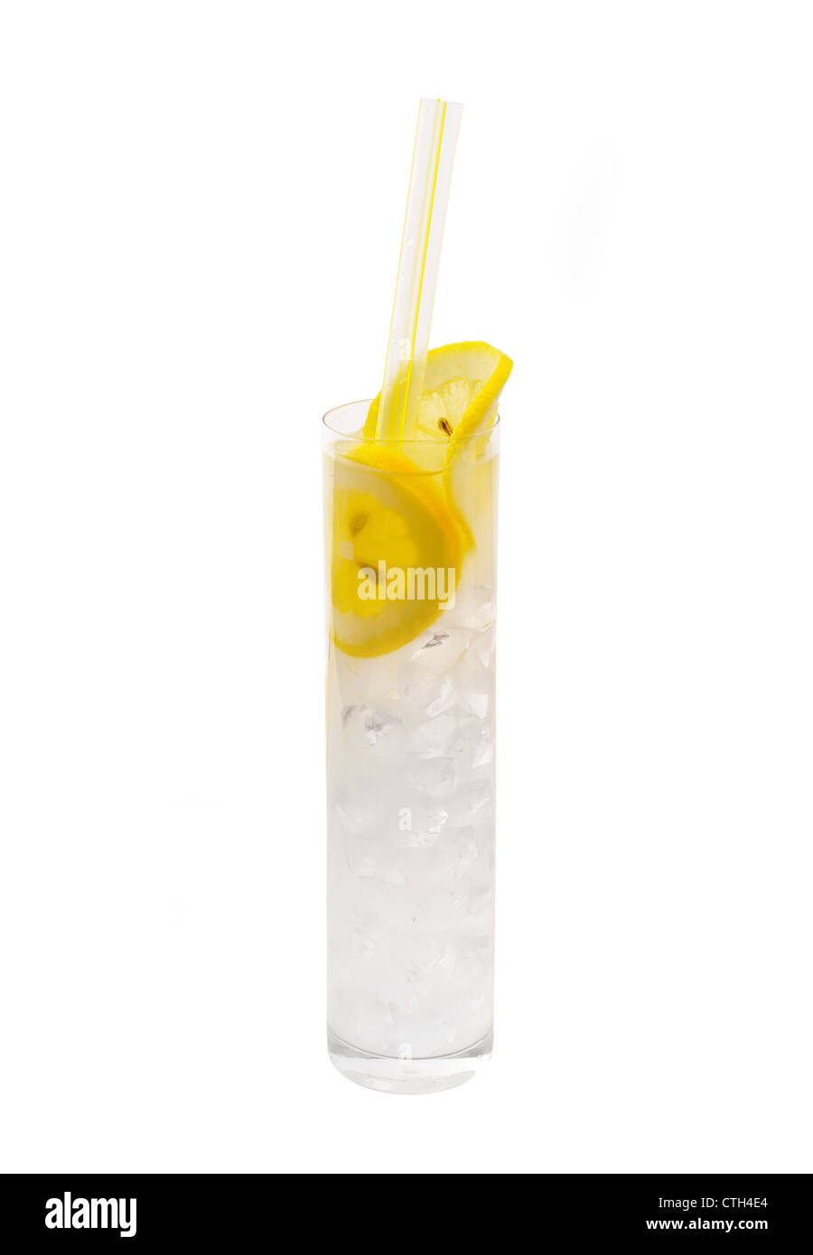 fresh lemonade drink with lemon slice closeup isolated on white Stock ...