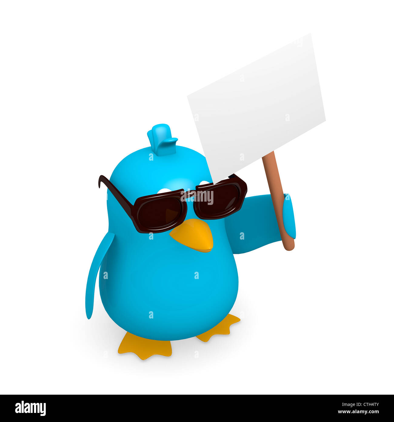 Blue bird with a blank sign Stock Photo - Alamy