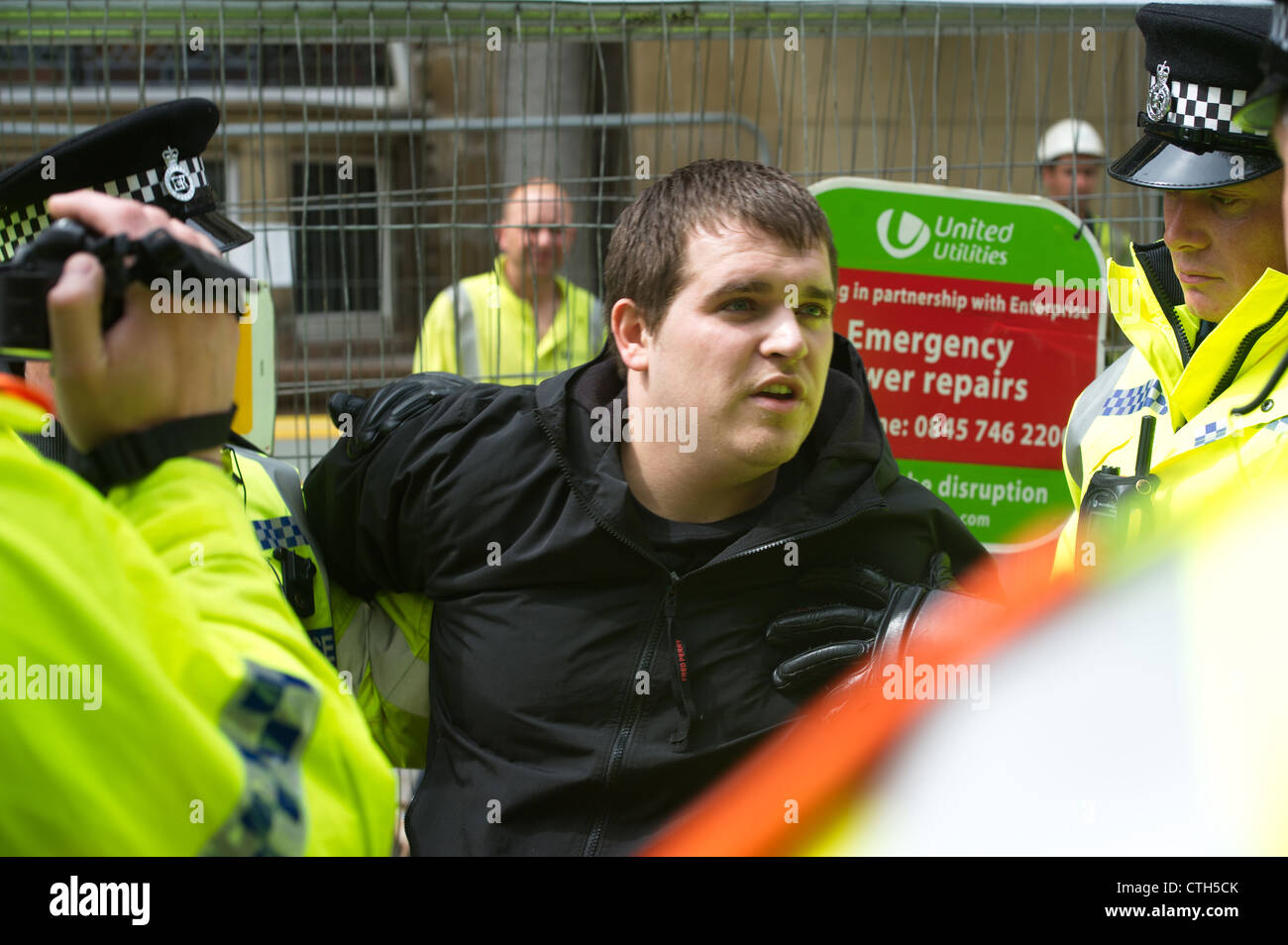 Man arrested and in handcuffs during James Larkin Society of Liverpool ...