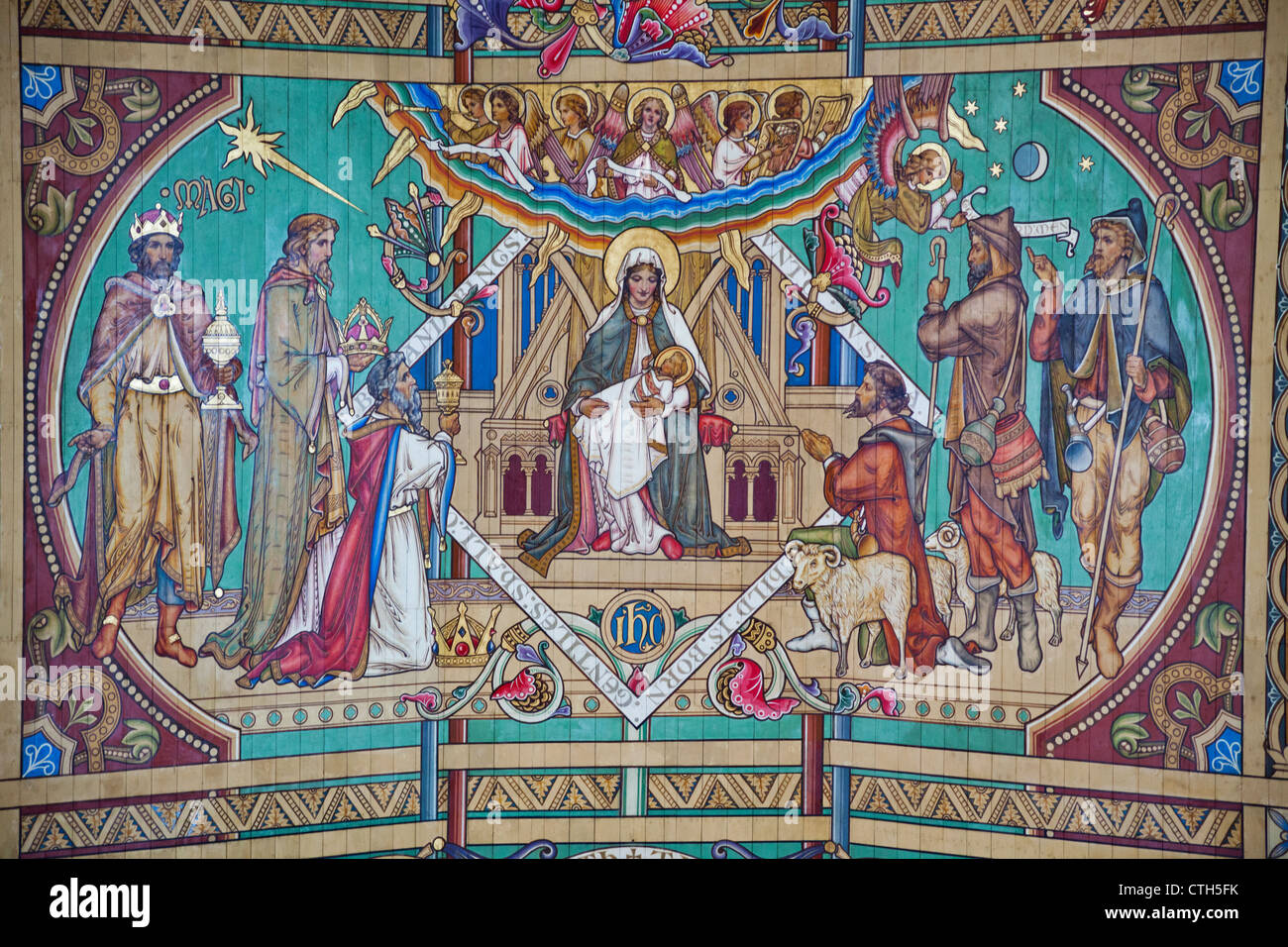 England, Cambridgeshire, Ely, Ely Cathedral, The Nave Ceiling depicting ...