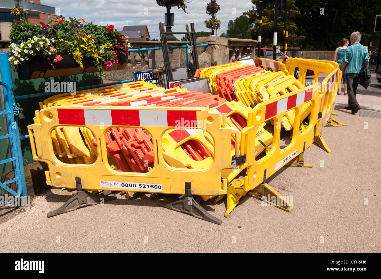 Road work construction barriers Stock Photo - Alamy
