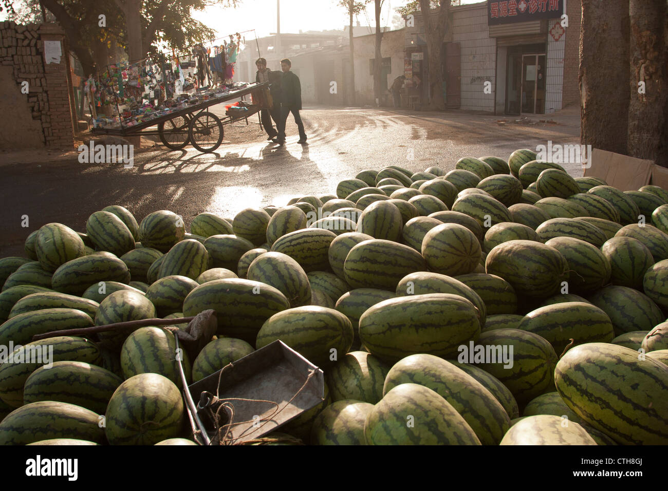A stall selling watermelons in Turpan, Xinjiang, China Stock Photo - Alamy