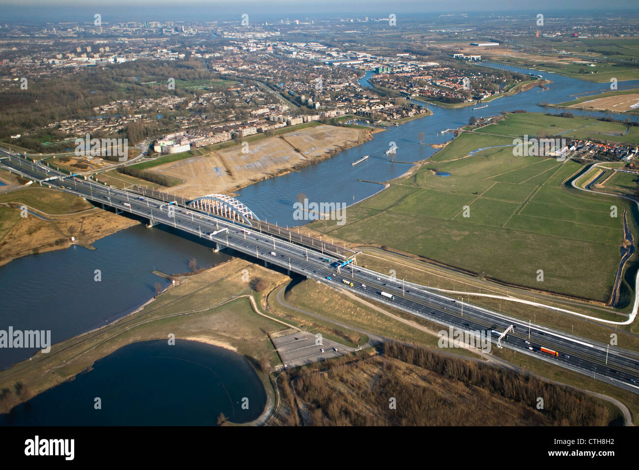 The Netherlands, Vianen, Bridge over highway A2. Aerial Stock Photo - Alamy