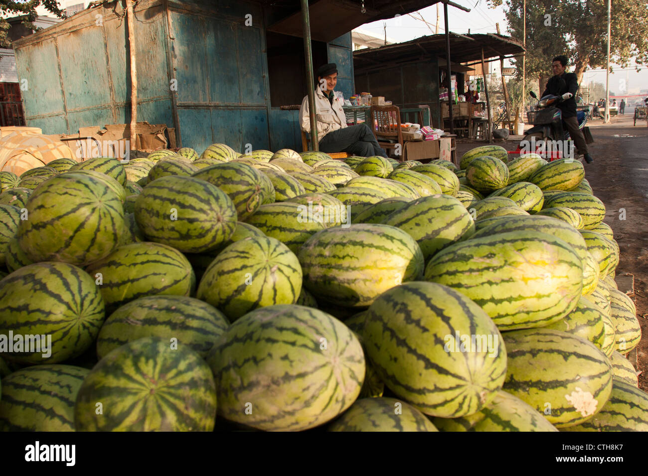 A stall selling watermelons in Turpan, Xinjiang, China Stock Photo - Alamy