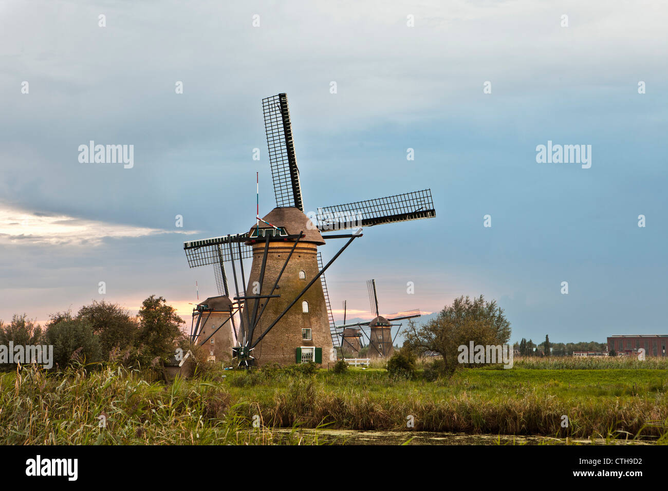 The Netherlands, Kinderdijk, Windmills situated in the Alblasserwaard ...