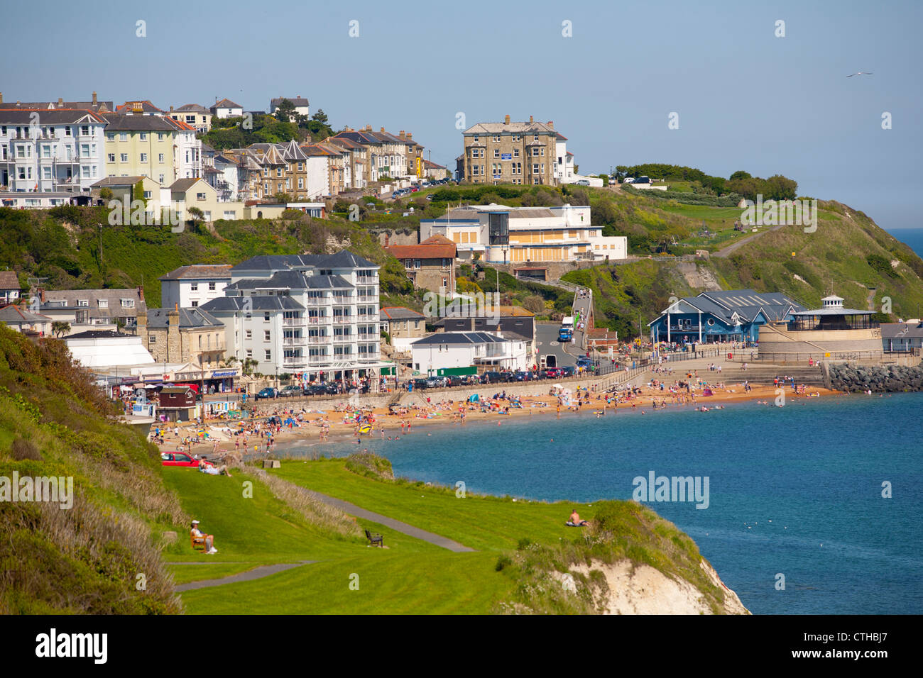 Seafront, Beach, bathers, Ventnor, Isle of Wight, England, UK Stock ...