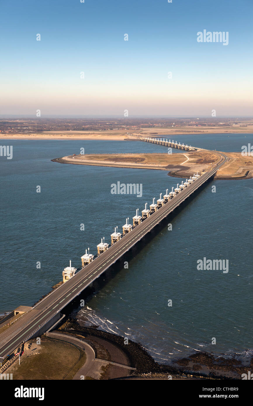 The Netherlands, Kamperland, Oosterschelde Flood Barrier. Part of the ...