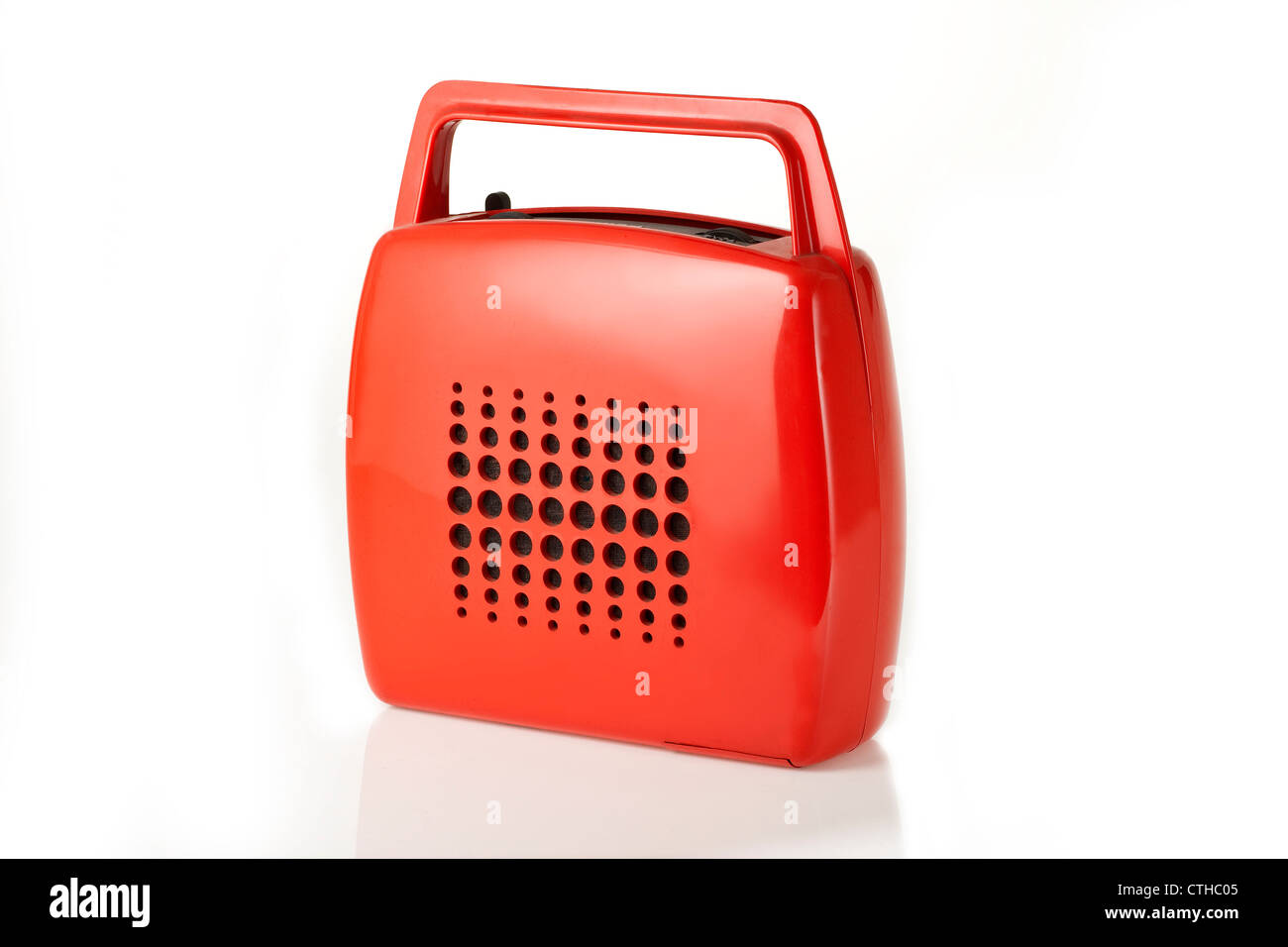 red turntable vintage 1970 on white background Stock Photo - Alamy