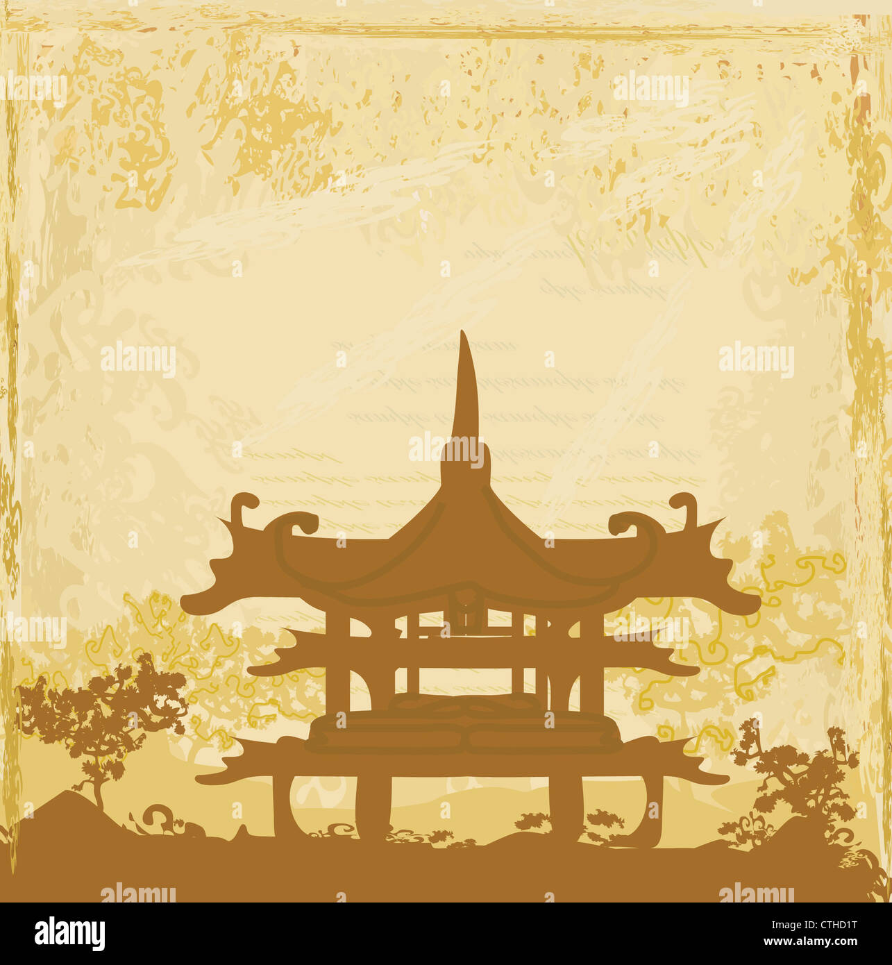 old paper with Asian Landscape Stock Photo - Alamy