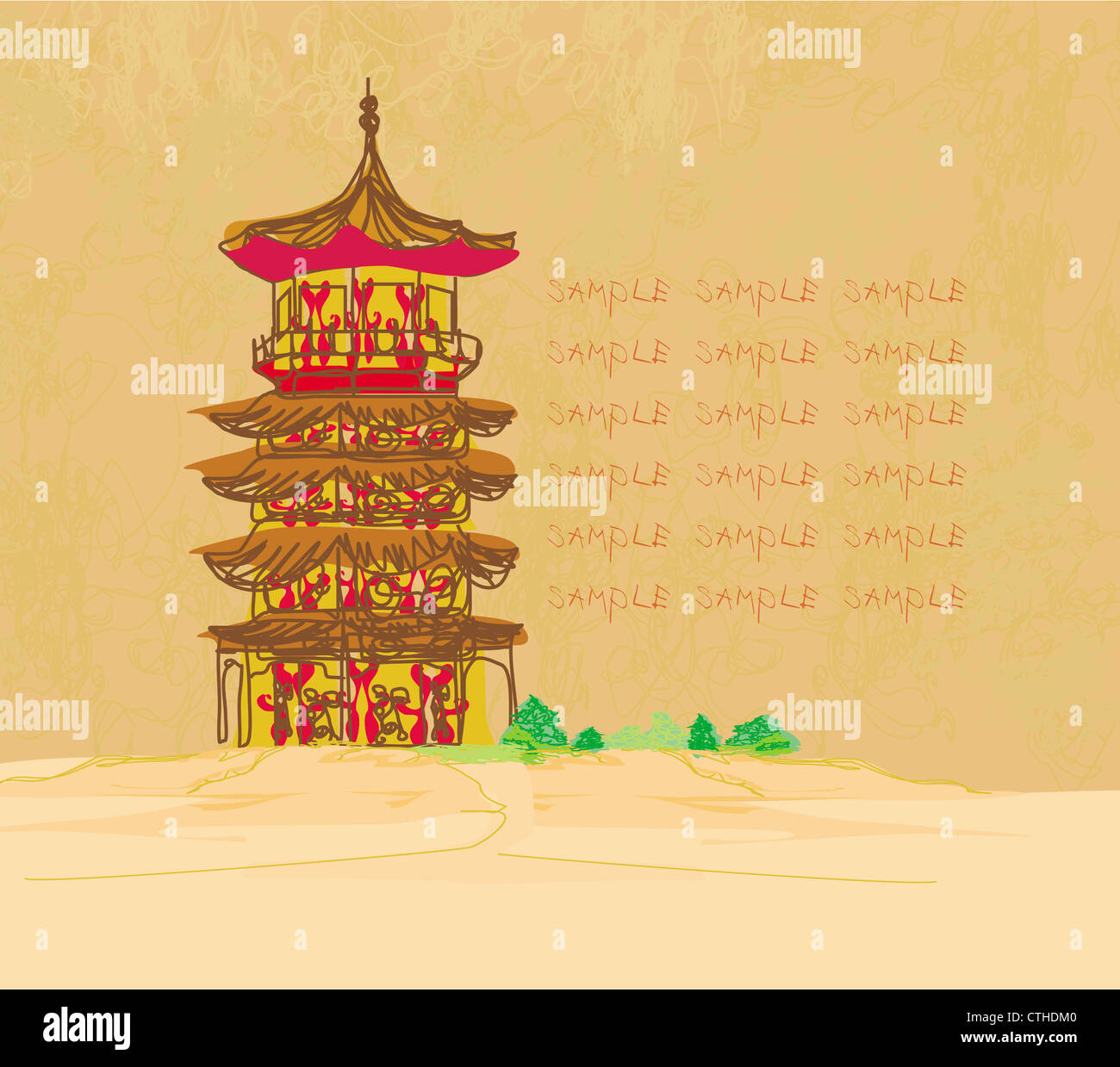 old paper with Asian Landscape Stock Photo - Alamy