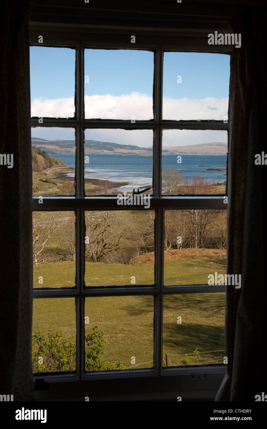 View from a cottage window on the Isle of Mull in Scotland with the ...