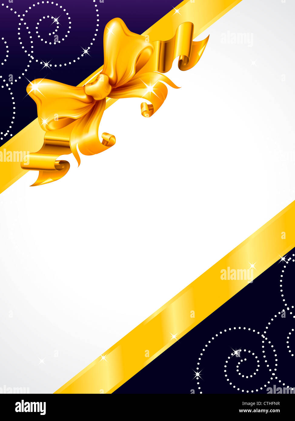 Greeting card with golden ribbon Stock Photo - Alamy