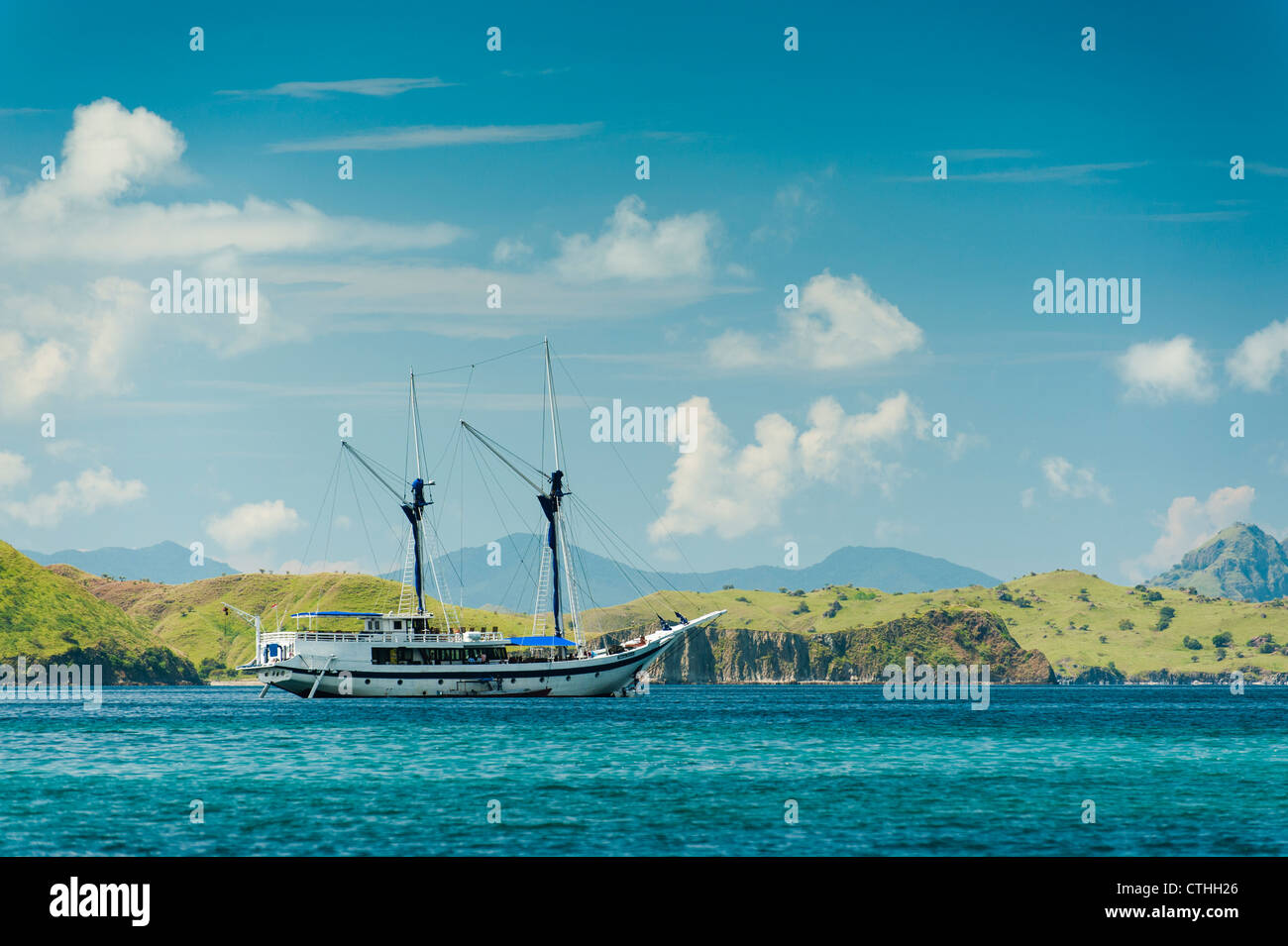 The Ombak Putih, a 108 foot traditional wooden Phinisi schooner off of ...