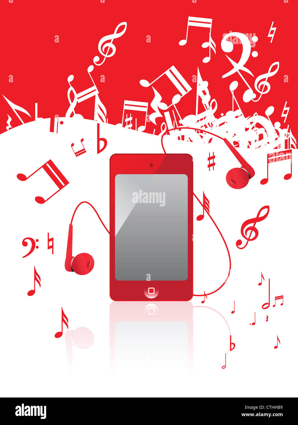 musical note dance around the ipod Stock Photo - Alamy