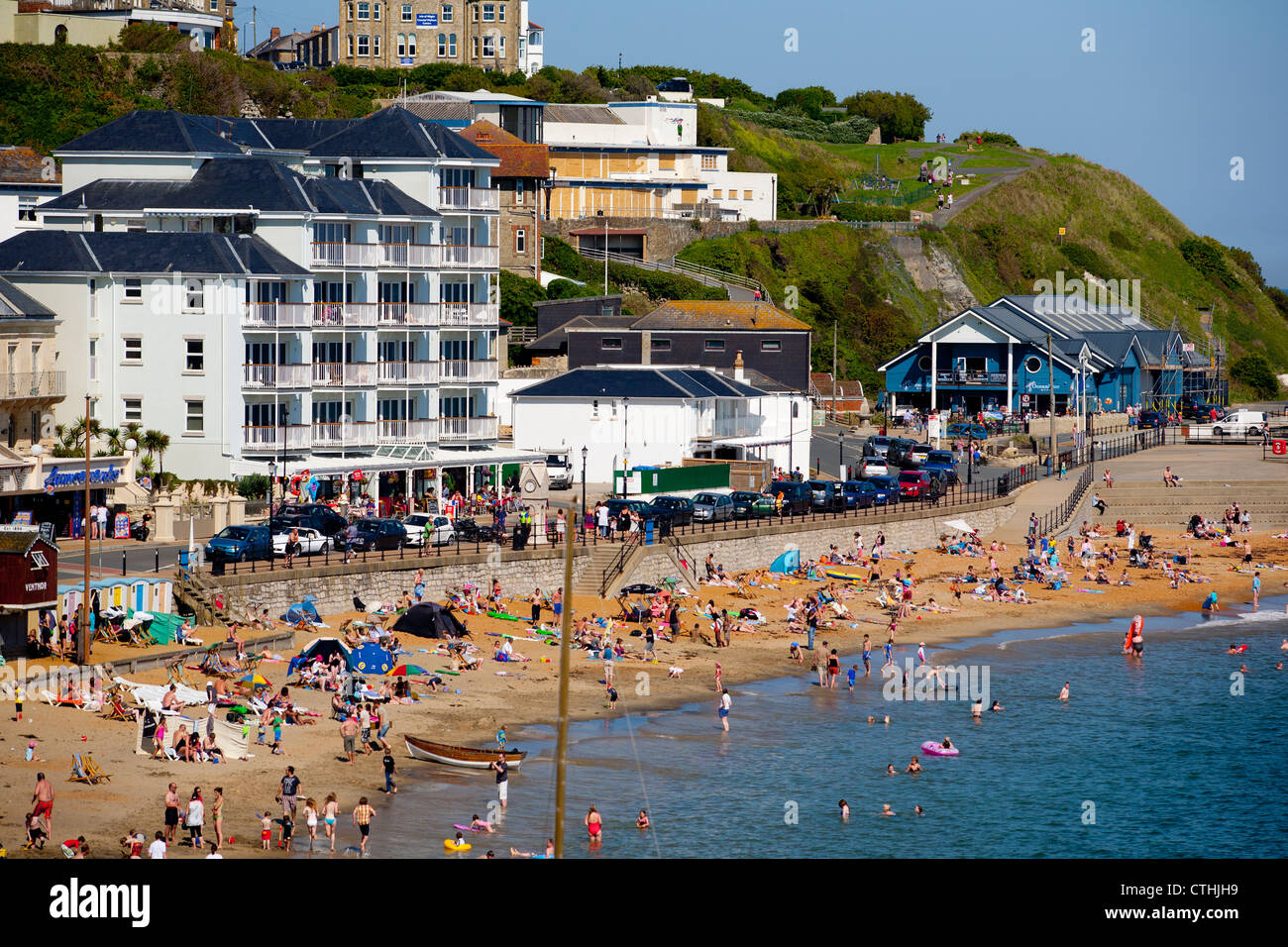 Seafront, Beach, bathers, Ventnor, Isle of Wight, England, UK Stock ...