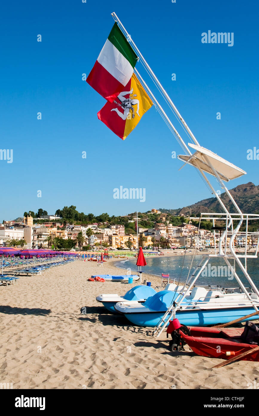flags of Italy and Sicily under beach Stock Photo - Alamy