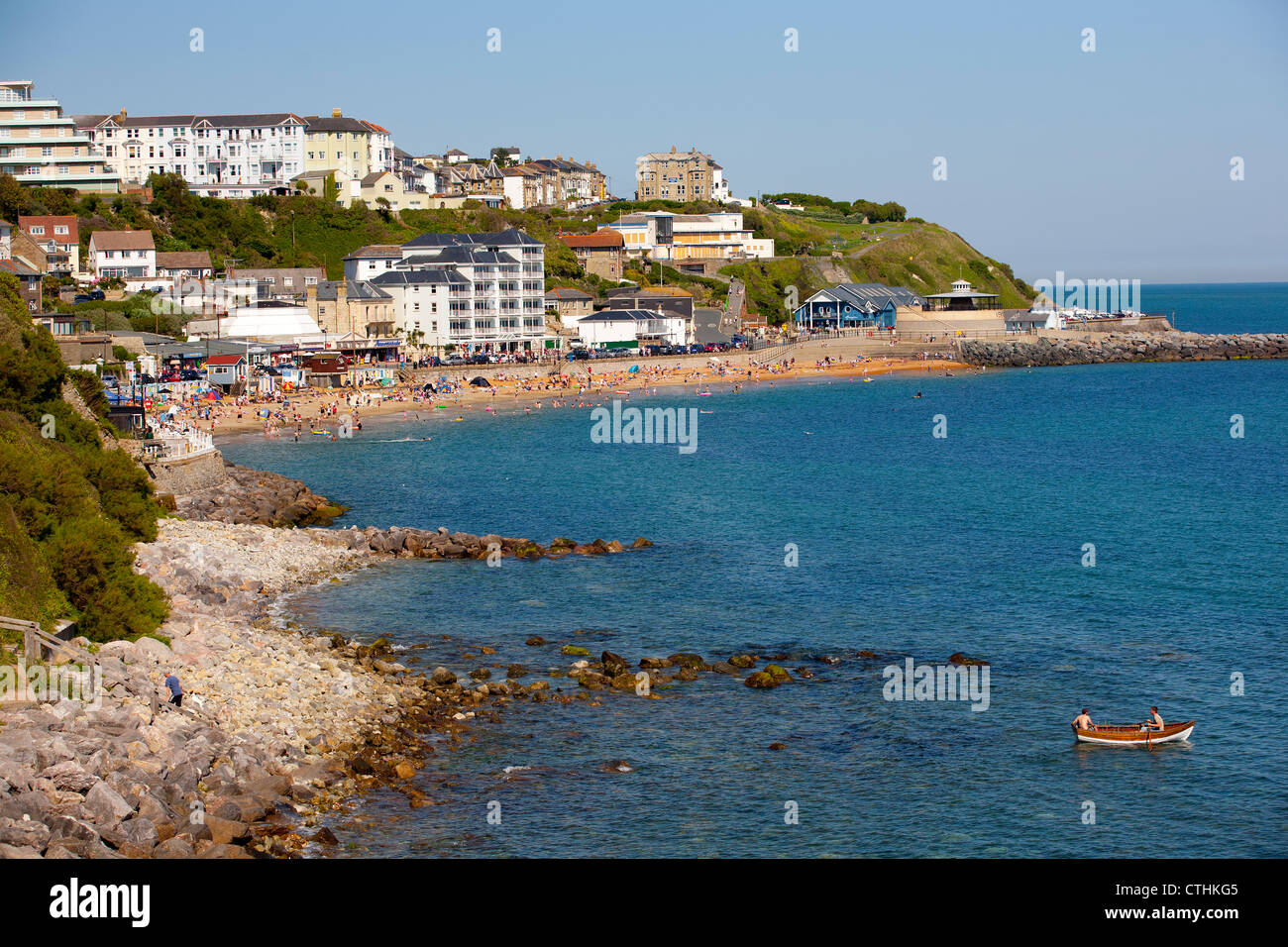 Seafront, Beach, bathers, Ventnor, Isle of Wight, England, UK Stock ...
