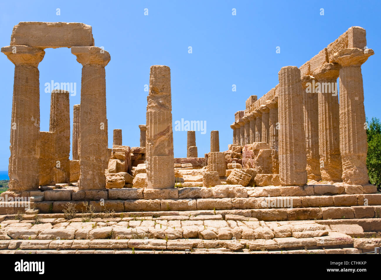 view on Dorian columns of Temple of Juno in Valley of the Temples in ...