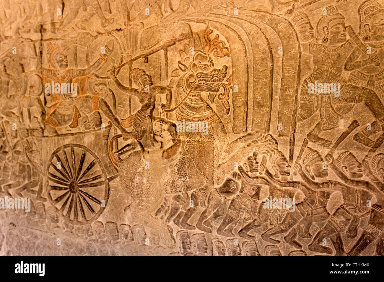 wall covered with Bas Reliefs at Angkor Wat Temple, Cambodia, Asia ...