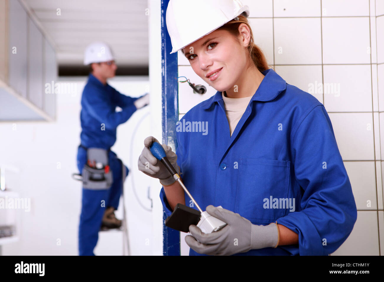 team of electricians Stock Photo - Alamy