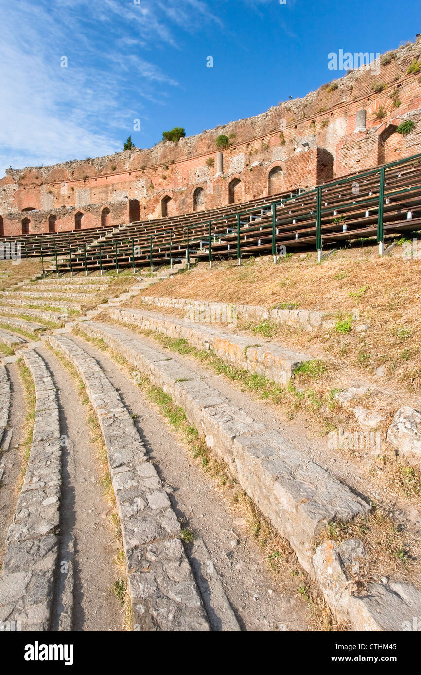 outdoor antique amphitheatre Teatro Greco, Taormina, Sicily Stock Photo ...
