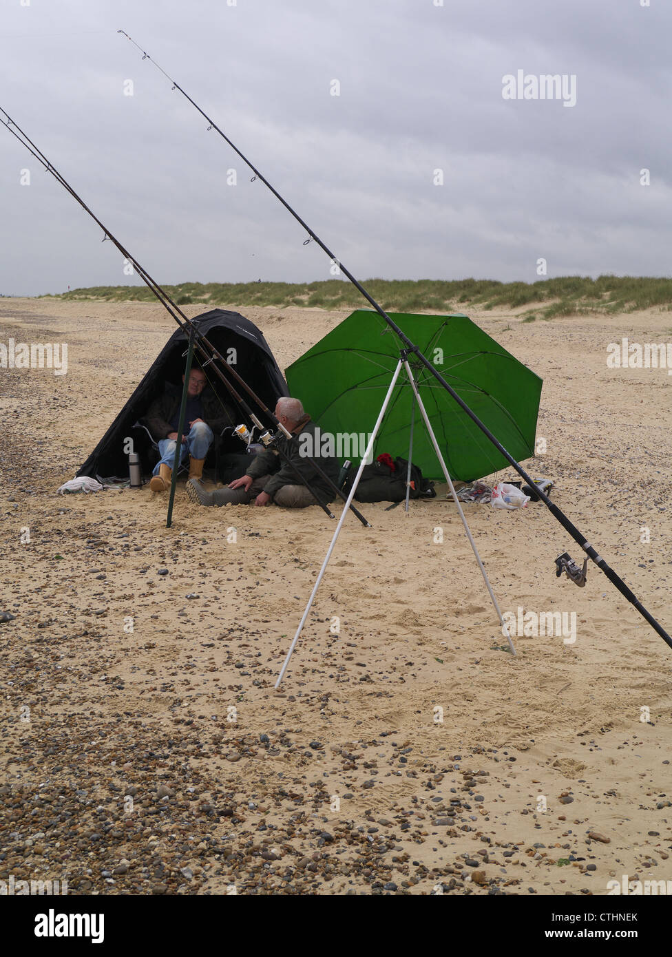Sea fishing on Southwold beach Stock Photo - Alamy