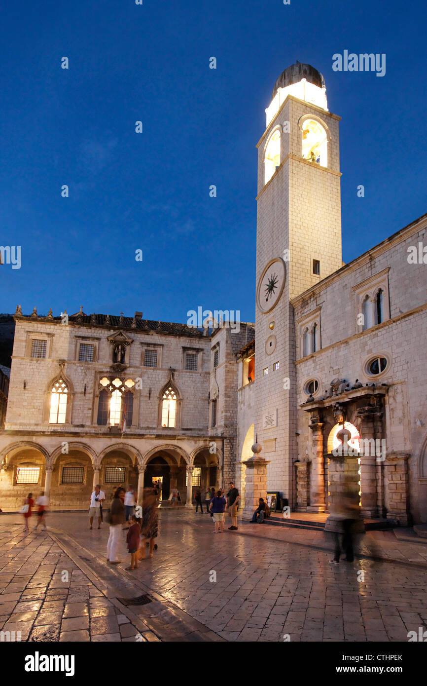 Luza Square and Sponza Palace, Old city Center of Dubrovnik in the ...