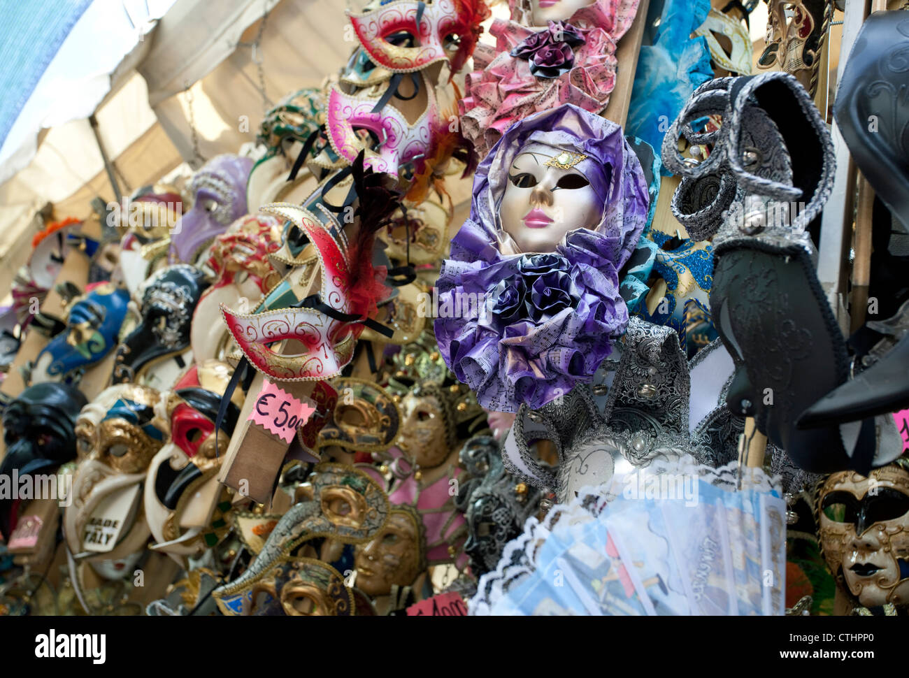Carnival masks on sale in Florence street market, Italy Stock Photo - Alamy