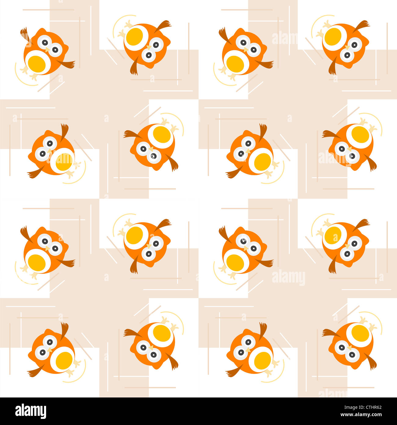 Seamless orange owl illustration pattern for kids Stock Photo - Alamy