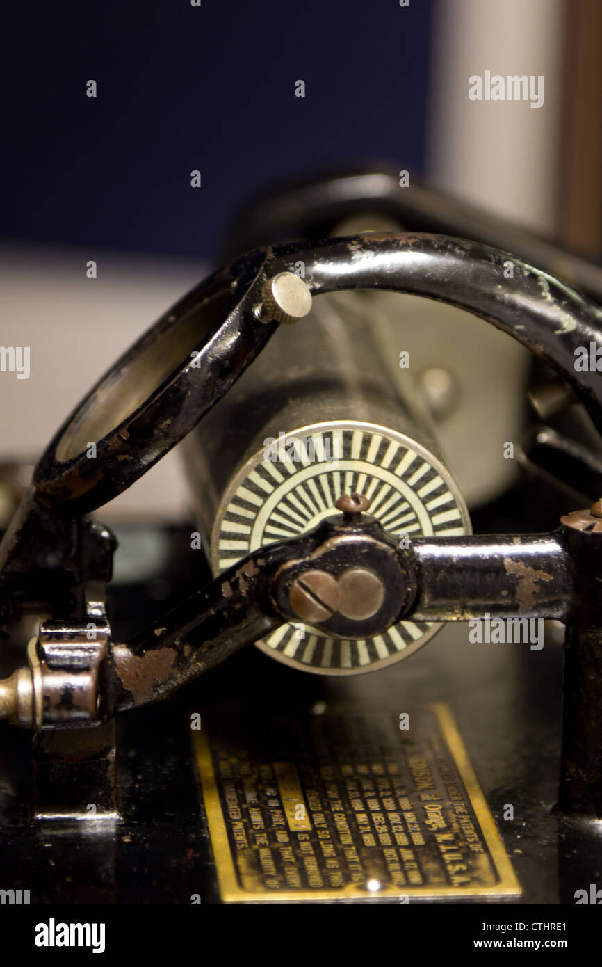 Close-up of an Edison Standard Phonograph machine spindle at the ...