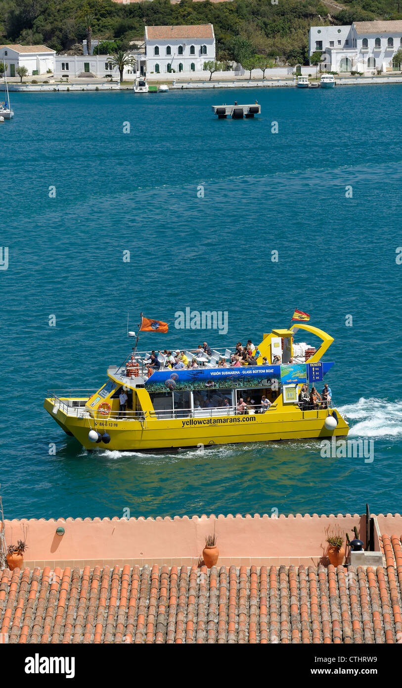 glass bottom boat harbour trips in menorca balearic islands spain Stock ...
