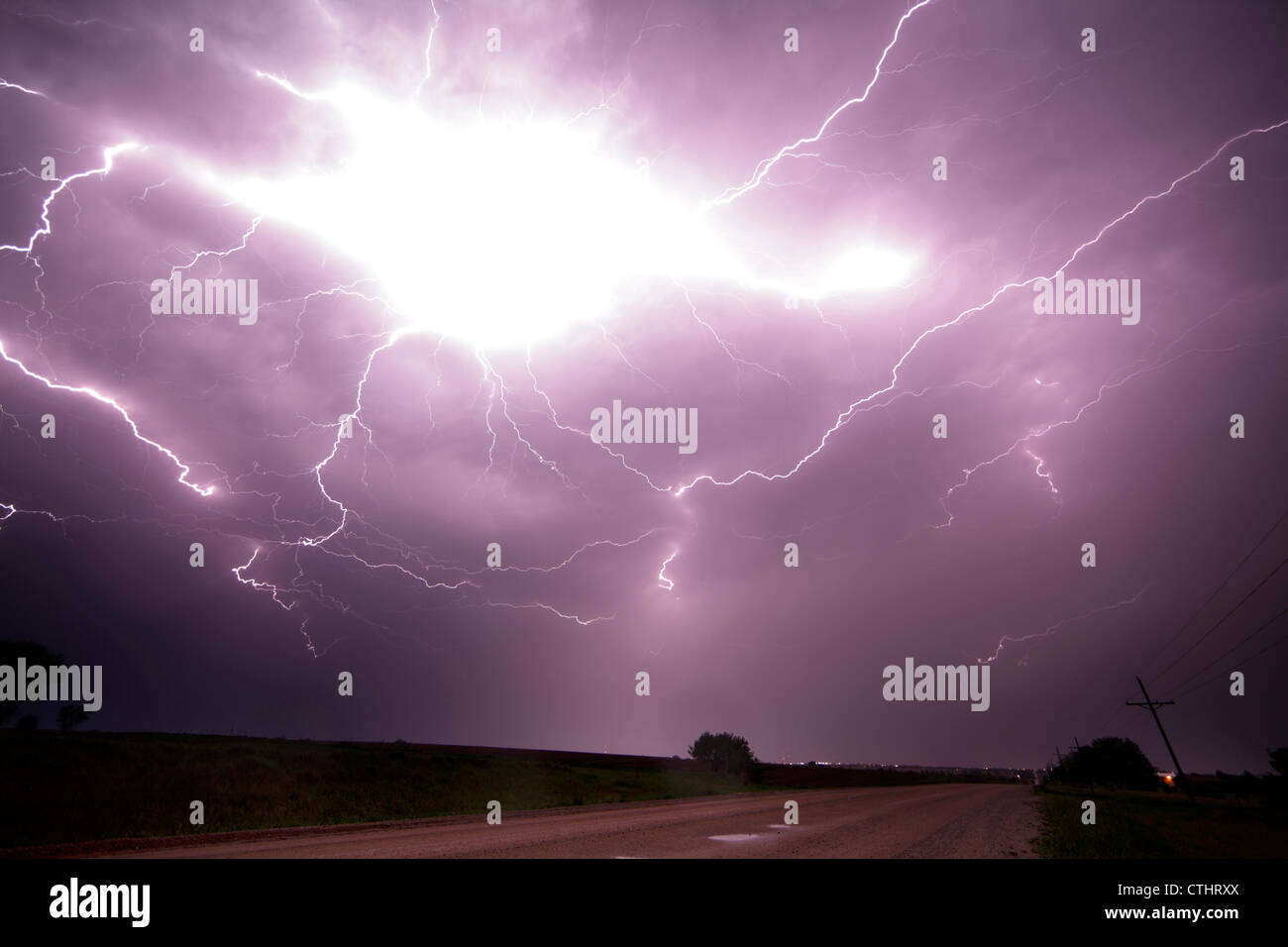 The sky appears to open up from very intense lightning activity on the ...